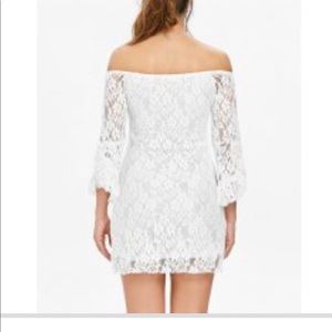 Dresses | Mini Off The Shoulder White Lace Dress Medium | Poshmark